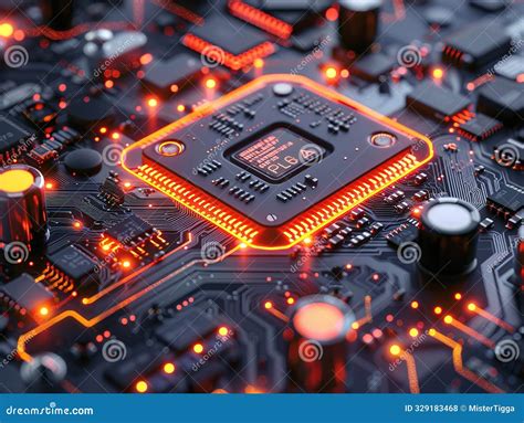 Semiconductor Industry Conception Hightech Computer Board With Chip
