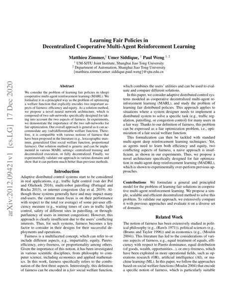 Pdf Learning Fair Policies In Decentralized Cooperative Multi Agent