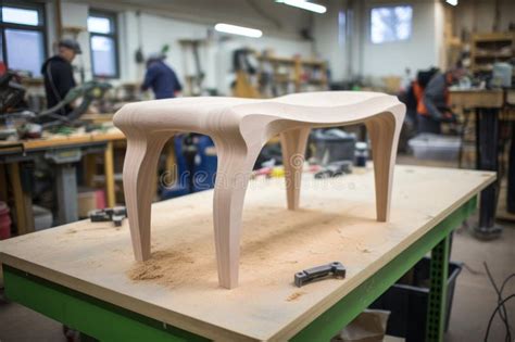 Cnc Machine Crafting Unique Furniture Design Showcasing Technology In Everyday Objects Stock