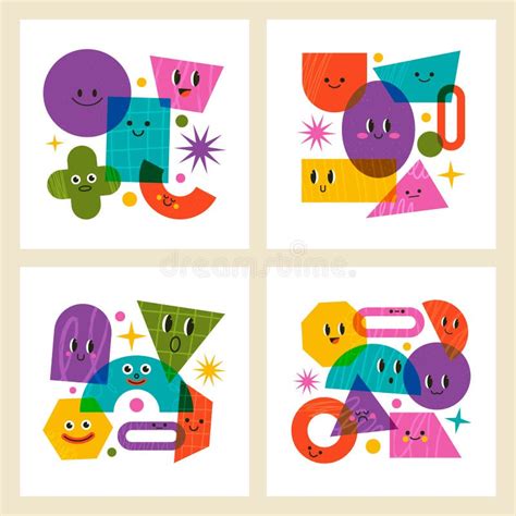 Geometric Comic Doodle Abstract Funny Characters Posters Abstract