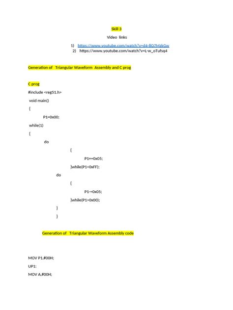 Generation Of Triangular Waveform C Prog 1 Pdf