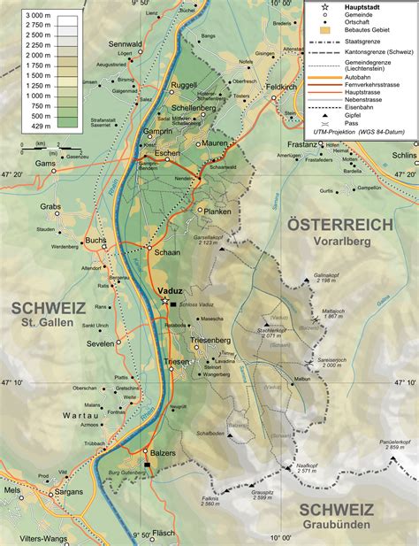 Лихтенштейн туристическая карта