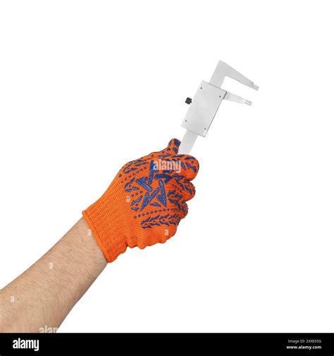 Objects Tool Hands Action Objects Tool Hands Action Hand In Working Glove Holds Vernier