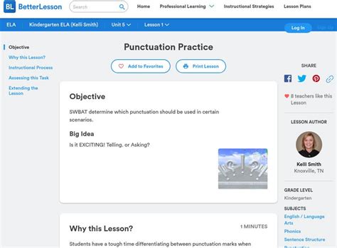 Better Lesson Punctuation Practice Lesson Plan For Kindergarten 1st Grade Lesson Planet