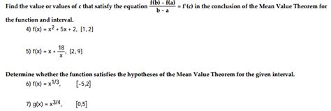 solved find the value or values of c that satisfy the