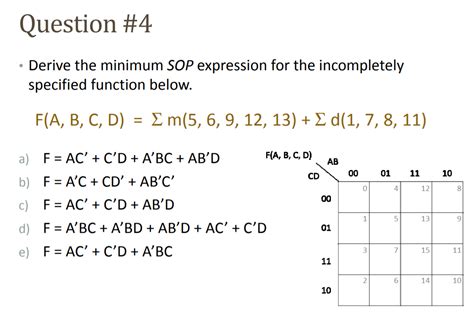 Solved Question 4 · Derive The Minimum Sop Expression For