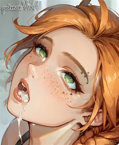 Rule 34 1girls Ai Generated Blush Blush Close Up Cum Cum In Mouth Empty Eyes Female Freckles