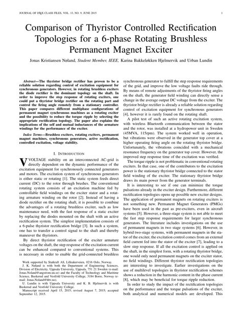 Pdf Comparison Of Thyristor Controlled Rectification Topologies For A Six Phase Rotating