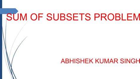 sum of subset problem using backtracking ppt