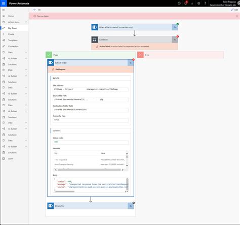 extracting zip file to another folder power platform community