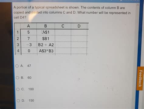solved a portion of a typical spreadsheet is shown the