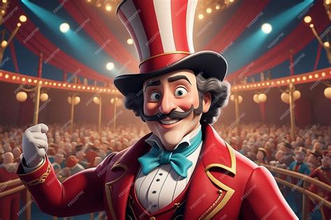 Circus Ringmaster Cartoon Character Illustration Premium Ai Generated Image