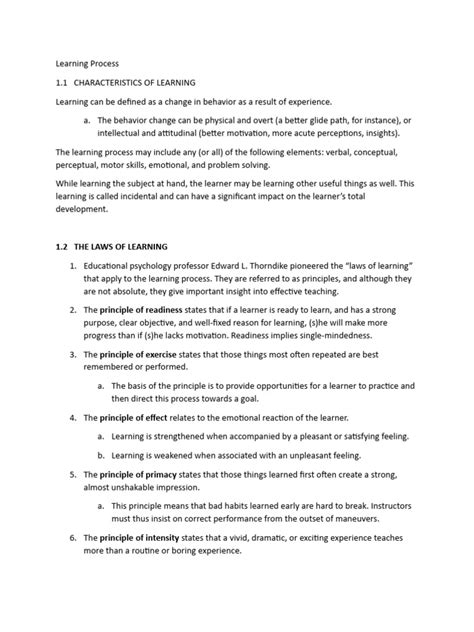 learning process pdf learning memory