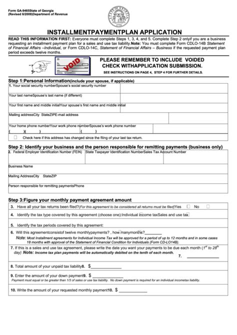 Fillable Installment Payment Plan Application Printable Pdf Download