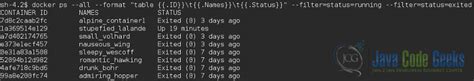 Docker List Containers Docker Ps Examples Java Code Geeks