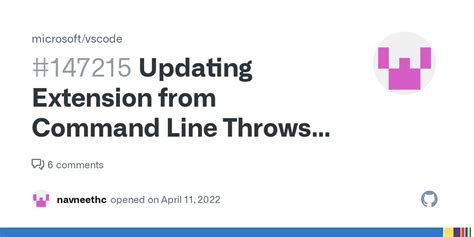updating extension from command line throws error · issue 147215