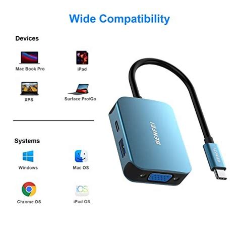 Benfei Usb C Hub 4in1 Usb Type C To Hdmi Vga Adapter Usb C To Usb