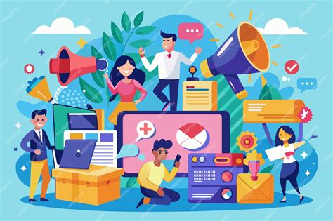 A Colorful Illustration Depicts Professionals Collaborating Using