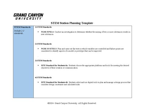 ELM 463 RS T5 Stemstation Planning Template STEM Station Planning Template STEM Standards