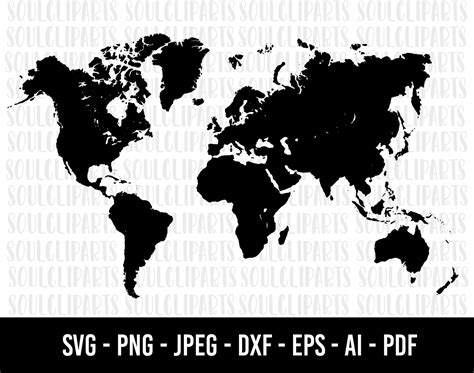 Cod116 World Map Svg World Map Clipart World Map Svg Cricut Etsy