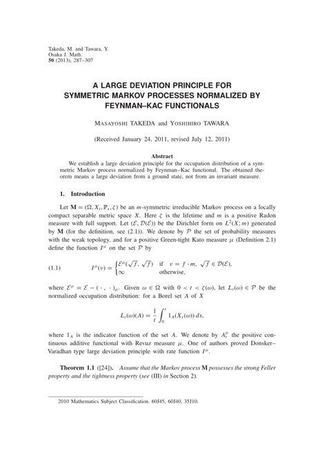 pdf a large deviation principle for symmetric markov processes