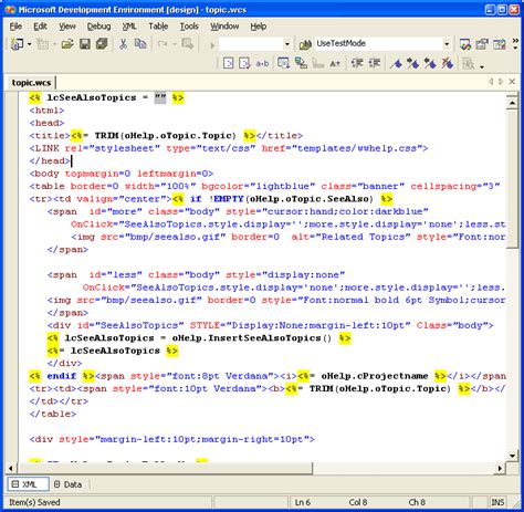 The Topic Type And Template Editor West Wind Html Help Builder