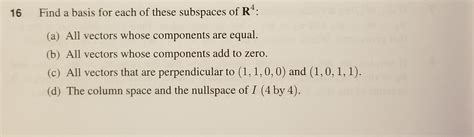 solved 16 find a basis for each of these subspaces of r a