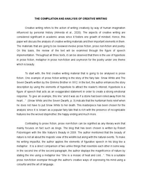 Creative Writing Analysis Pdf