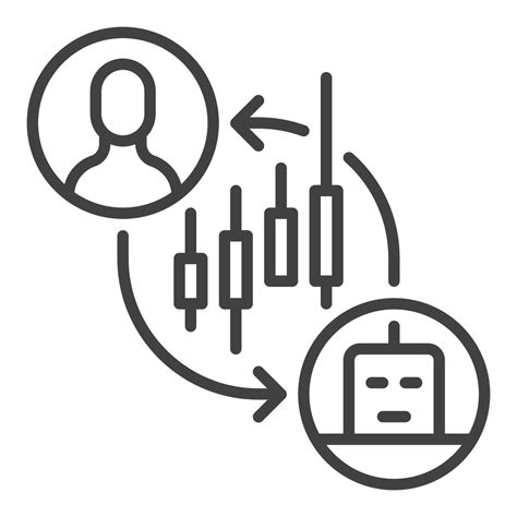 Stock And Crypto Trading Bot And Man Automation Tools Outline Icon Or Sign 65650694 Vector Art