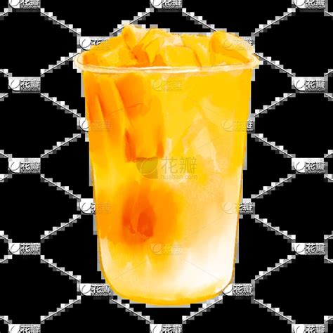 水彩风下午茶饮品插画 奶茶素材 花瓣网