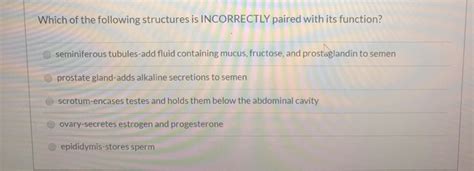 solved which of the following structures is incorrectly