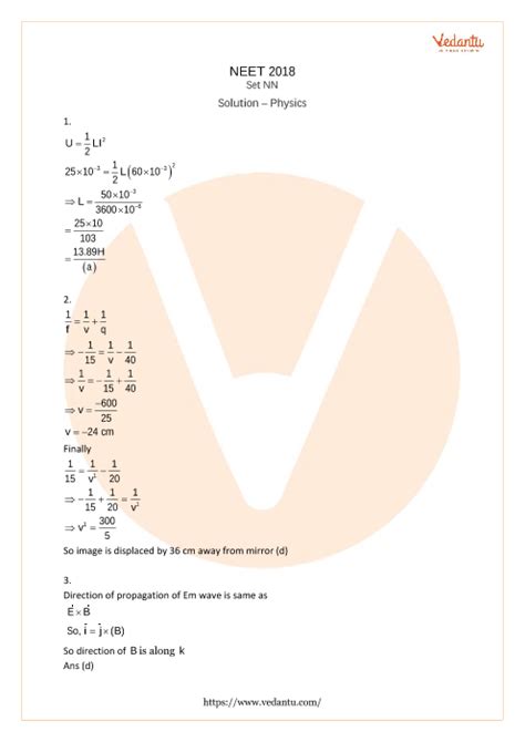 NEET 2018 Physics Question Paper With Answers Code NN Free Download