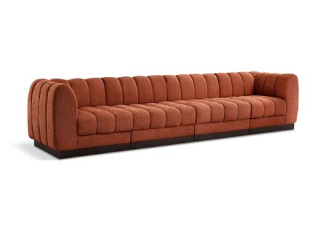 Quinn Cognac Chenille Fabric Modular Sofa