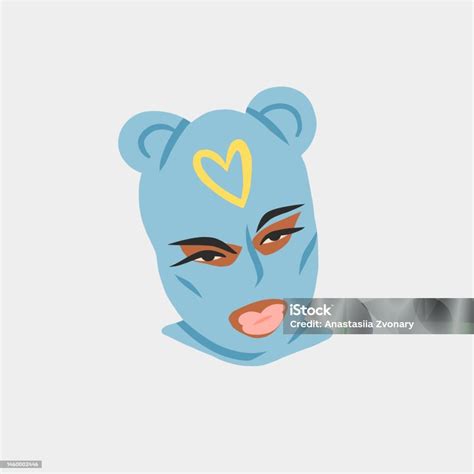 손으로 그린 추상 벡터 그래픽 클립아트 삽화 컬렉션은 발라클라바에 산적 소녀와 함께 설정됩니다 트렌디한 현대 여성 디자인 컨셉