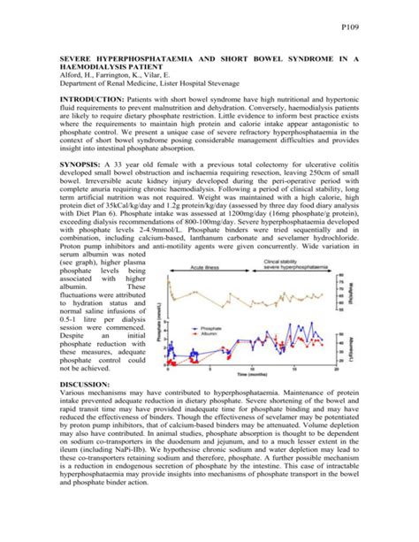 Severe Hyperphosphataemia And Short Bowel Syndrome In A