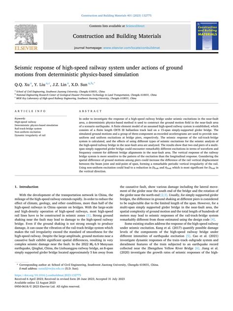Pdf Seismic Response Of High Speed Railway System Under Actions Of Ground Motions From