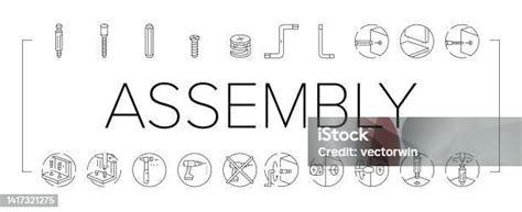 Assembly Furniture Instruction Icons Set Vector Stock Illustration Download Image Now