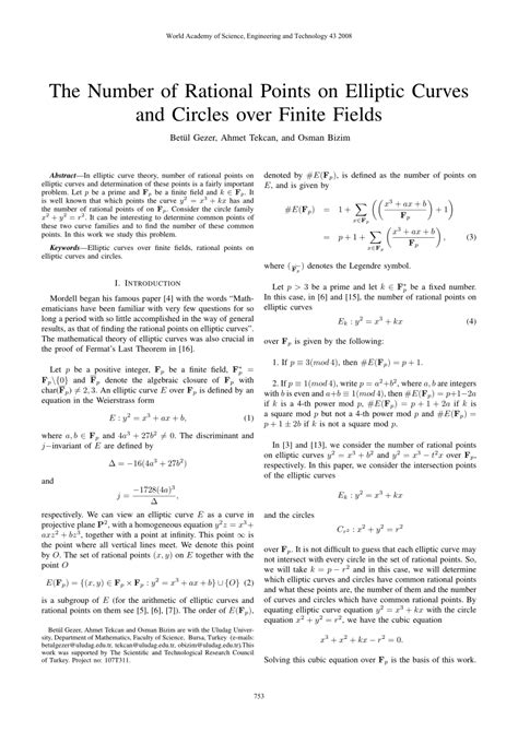 pdf the number of rational points on elliptic curves and circles over