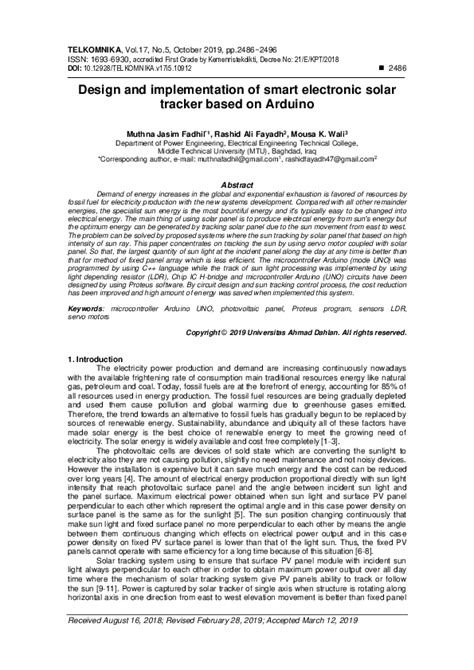 pdf design and implementation of smart electronic solar tracker based