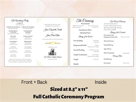 Elegant Catholic Wedding Mass Program Diy Canva Template Digital Download Etsy