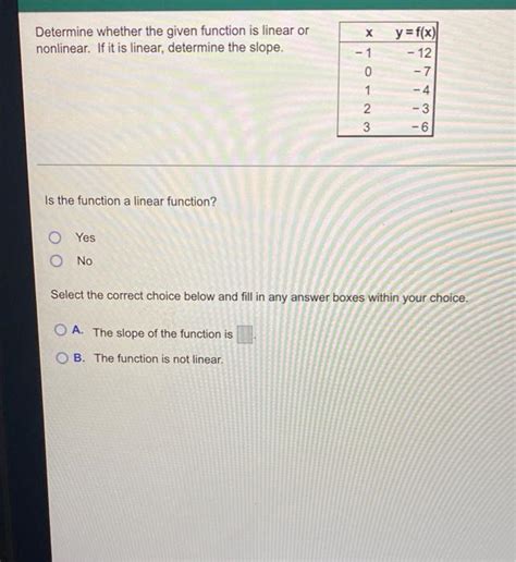 Solved х Determine Whether The Given Function Is Linear Or