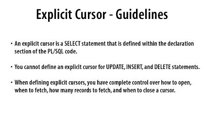 Explicit Cursors In PL SQL Example