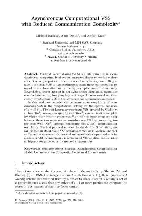 pdf asynchronous computational vss with reduced communication complexity