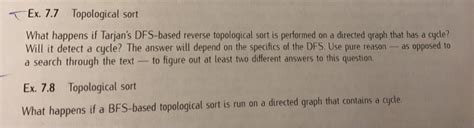 solved ex 7 7 topological sort what happens if tarjan s