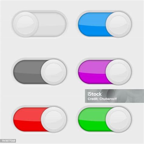 토글 스위치 버튼 컬러 온오프 웹 아이콘 3차원 형태에 대한 스톡 벡터 아트 및 기타 이미지 3차원 형태 검은색 공란 Istock