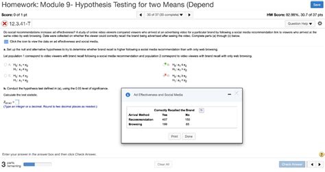 Solved Homework Module 9 Hypothesis Testing For Two Means