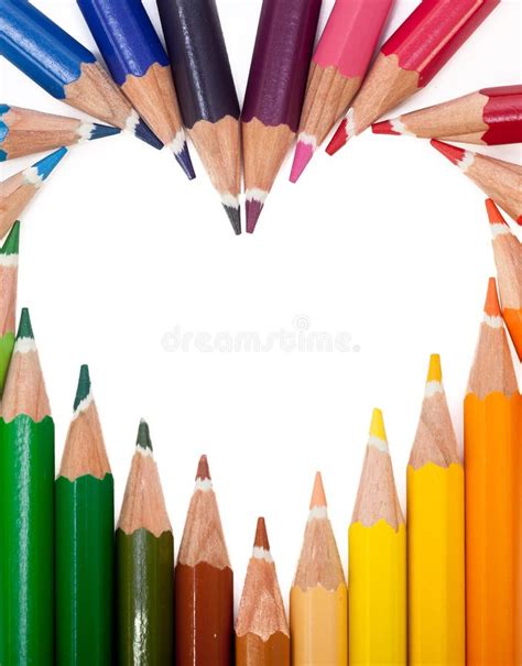 Colored Pencils Heart Stock Image Image Of Colorful 26336153