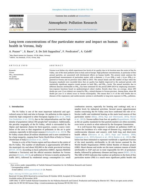 Pdf Long Term Concentrations Of Fine Particulate Matter And Impact On
