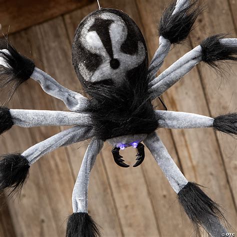 Gray And Black Hairy Floating Spider Hanging Halloween Decoration