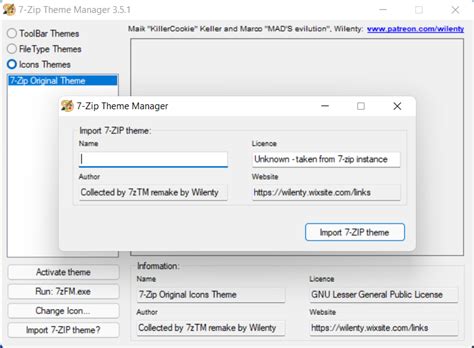 Github Wilenty 7 Zip Theme Manager Remake Of Version 2 1 An Easy To Use 7 Zip Toolbar And